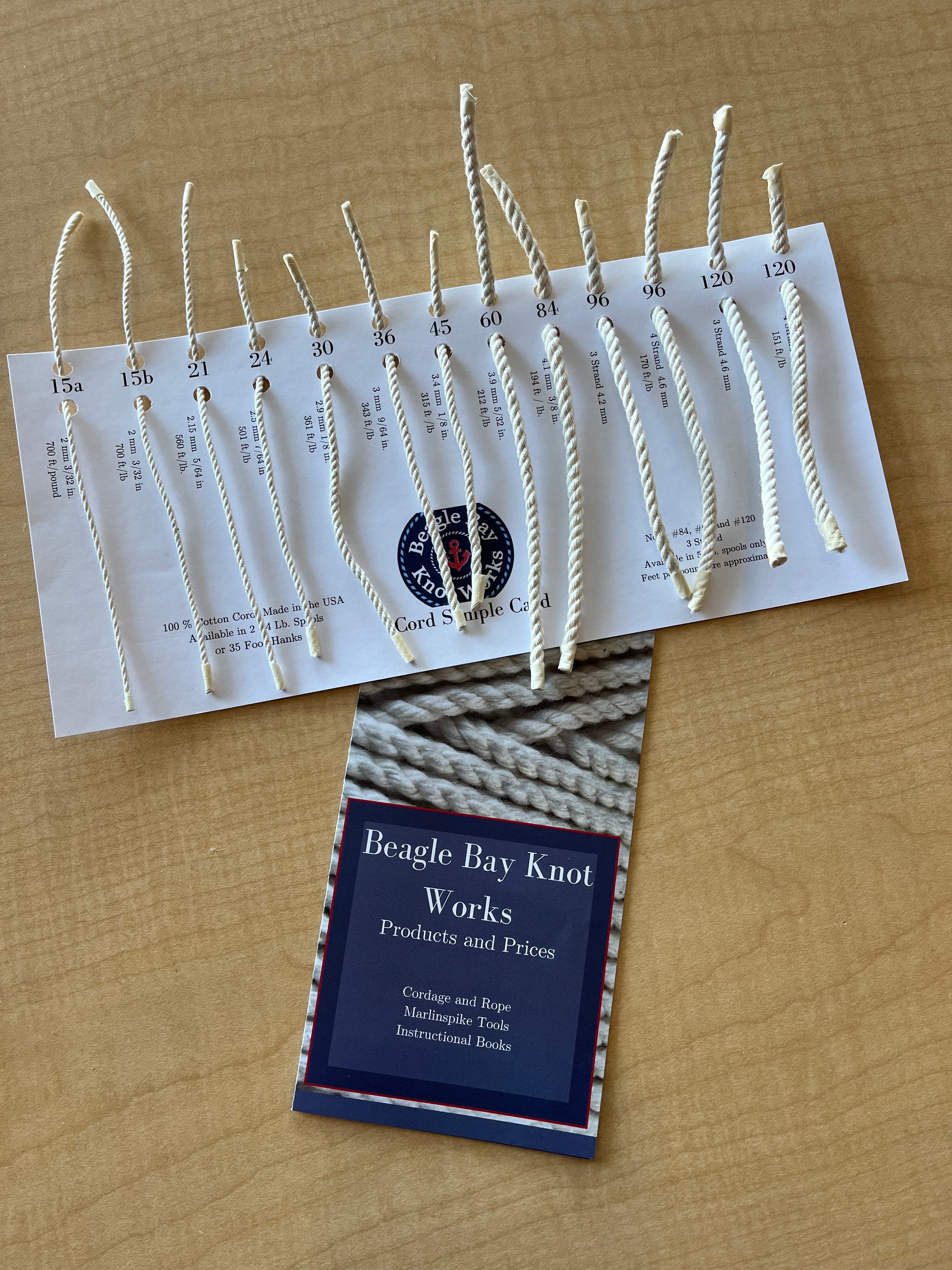 Cord Sample Card and Product List – Beagle Bay Knotworks